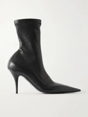 Balenciaga Avenue Bootie 90 Leather Ankle Boots - Black