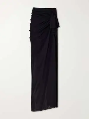 Alex Perry Tie-detailed Gathered Jersey Maxi Skirt - Black