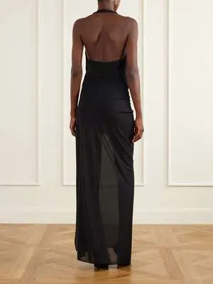 Alex Perry Tie-detailed Gathered Jersey Maxi Skirt