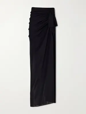 ALEX PERRY ALEX PERRY Tie-Detailed Gathered Jersey Maxi Skirt