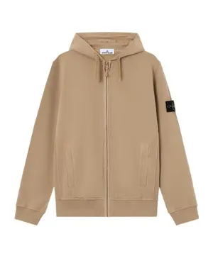 Stone Island Regular-fit Zip-up Hooded Sweatshirt With Ribbed Inserts