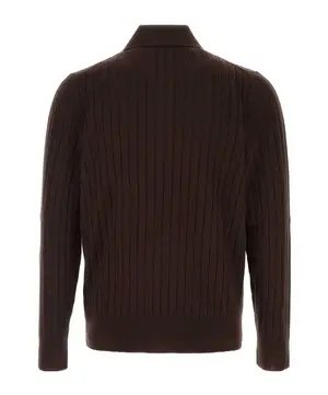 Amiri Ribbed-knit Long-sleeve Polo Shirt