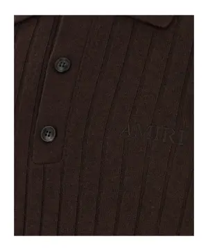 Amiri Ribbed-knit Long-sleeve Polo Shirt