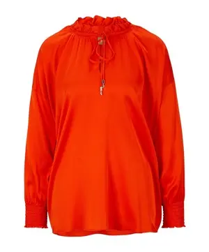 Hugo Boss Longsleeve Vneck Silk Shirt - Red
