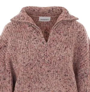 Isabel Marant Étoile Speckled Blend Half-zip Turtleneck Sweater - Pink