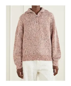 Isabel Marant Étoile Speckled Blend Half-zip Turtleneck Sweater - Pink