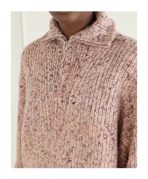 Isabel Marant Étoile Speckled Blend Half-zip Turtleneck Sweater - Pink