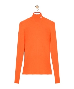 Loewe Ribbed Viscose Blend Turtleneck Top - Oranges