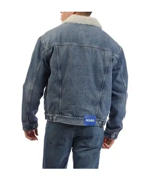 Hugo Boss Washed Denim Jacket With Sherpa Collar