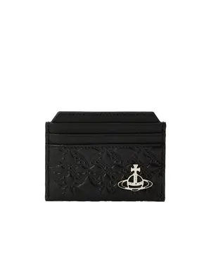 VIVIENNE WESTWOOD Solid Color Embossed Card Holder - Black