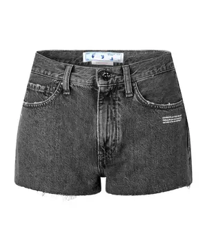 Off-White Acidwash Denim Shorts - Black