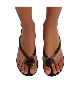 Christopher Esber Leather Wedge Thong Sandals - Black