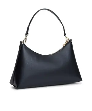 Tommy Hilfiger Leather Shoulder Bag With Gold Tone Logo - Black