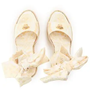 Versace Espadrille Wedge Sandals With Ribbon Tie