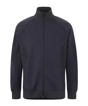 Hugo Boss Stand Collar Zip-up Jacket With Paneling - Blue