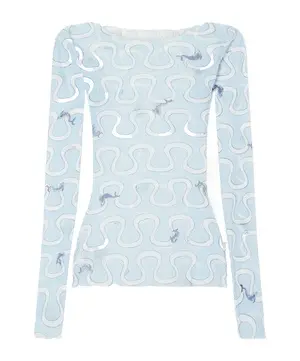 Emilio Pucci Printed Sheer Tulle Top