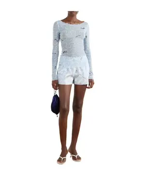 Emilio Pucci Printed Sheer Tulle Top