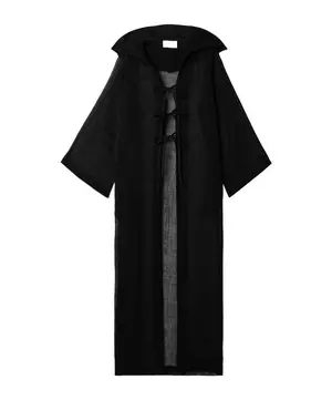 Lisa Marie Fernandez Hooded Crinkled Linen-blend Gauze Kaftan - Black