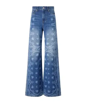 Veronica Beard High-rise Wide-leg Printed Jeans