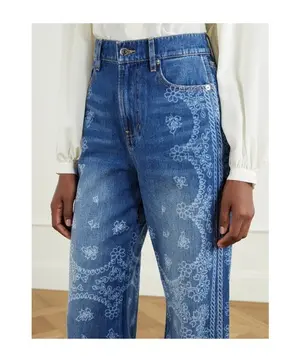 Veronica Beard High-rise Wide-leg Printed Jeans