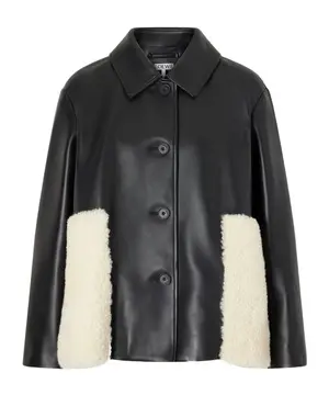 Loewe Nappa Lambskin Jacket With Shearling Trims - Black
