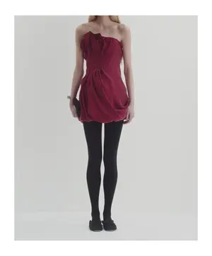 Magda Butrym Asymmetric Pleated Silk Bubble Mini Dress