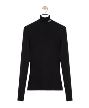 Loewe Ribbed Viscose Blend Turtleneck Top - Black