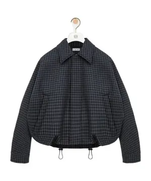 Loewe Checkered Wool Drawstring Jacket - Blue/black
