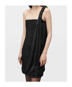 Alexander Wang Crystal Embellished Asymmetric Strapless Mini Dress