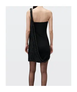 Alexander Wang Crystal Embellished Asymmetric Strapless Mini Dress