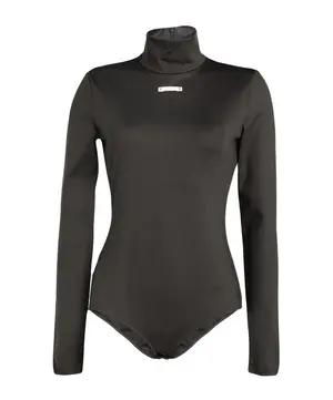 MAISON MARGIELA Solid Color Turtleneck Long-sleeve Bodysuit - Green