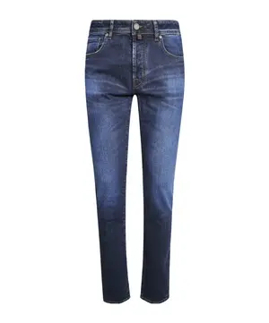 Jacob Cohen Logo Patch Slim Fit Jeans - Blue