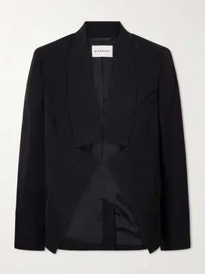 Givenchy Reverse Lapel Wool Grain De Poudre Jacket - Black