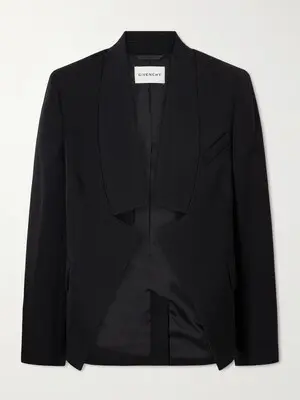 Givenchy Reverse Lapel Wool Grain De Poudre Jacket - Black