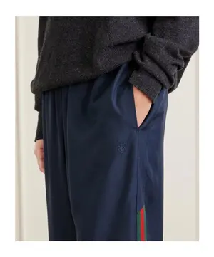 Gucci Technical Silk Poplin Pants With Web Detail