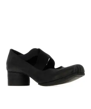 UMA WANG Square-toed Ballet Shoes With Chunky Heel - Black