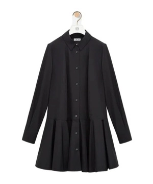Loewe Shirt Dress In Cotton With Peplum Silhouette - Black