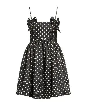GANNI Polka Dot Square Neck Bow Dress