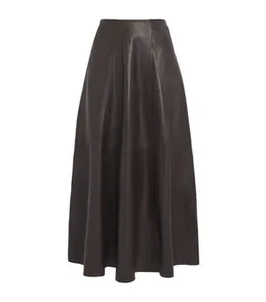 ARMA Lambskin Eleni Maxi Skirt - Brown