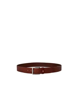 Tommy Hilfiger Leather Belt With Brushed Steel Buckle - Brown