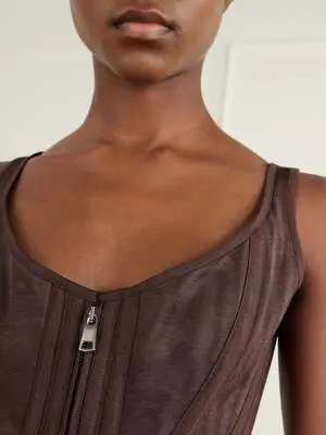 WIEDERHOEFT Venus Corset Paneled Twill Top