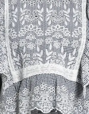 Max Mara Long-sleeved Plaid Shirt With Lace Trim And Ruffles