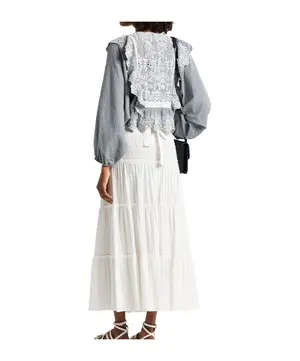 Max Mara Long-sleeved Plaid Shirt With Lace Trim And Ruffles