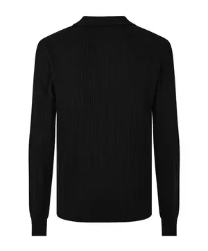 Hugo Boss Ribbed Knit Zip Up Polo Top