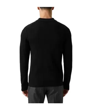 Hugo Boss Ribbed Knit Zip Up Polo Top