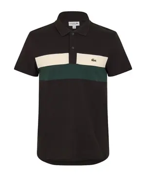 Lacoste Shortsleeve Polo Shirt With Horizontal Colourblock Stripes - Black