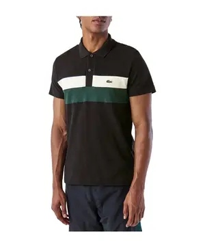 Lacoste Shortsleeve Polo Shirt With Horizontal Colourblock Stripes