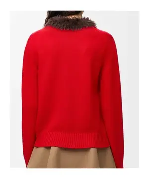 Loewe Wool Sweater With Fur Collar