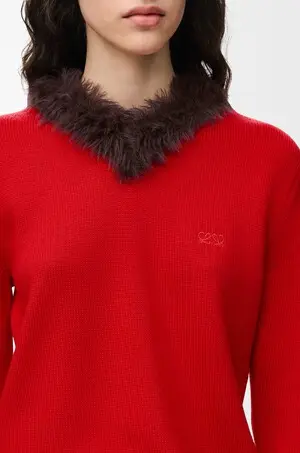 Loewe Wool Sweater With Fur Collar