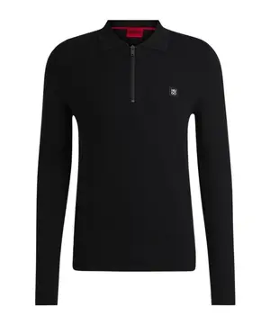 Hugo Boss Longsleeve Knit Polo Shirt - Black